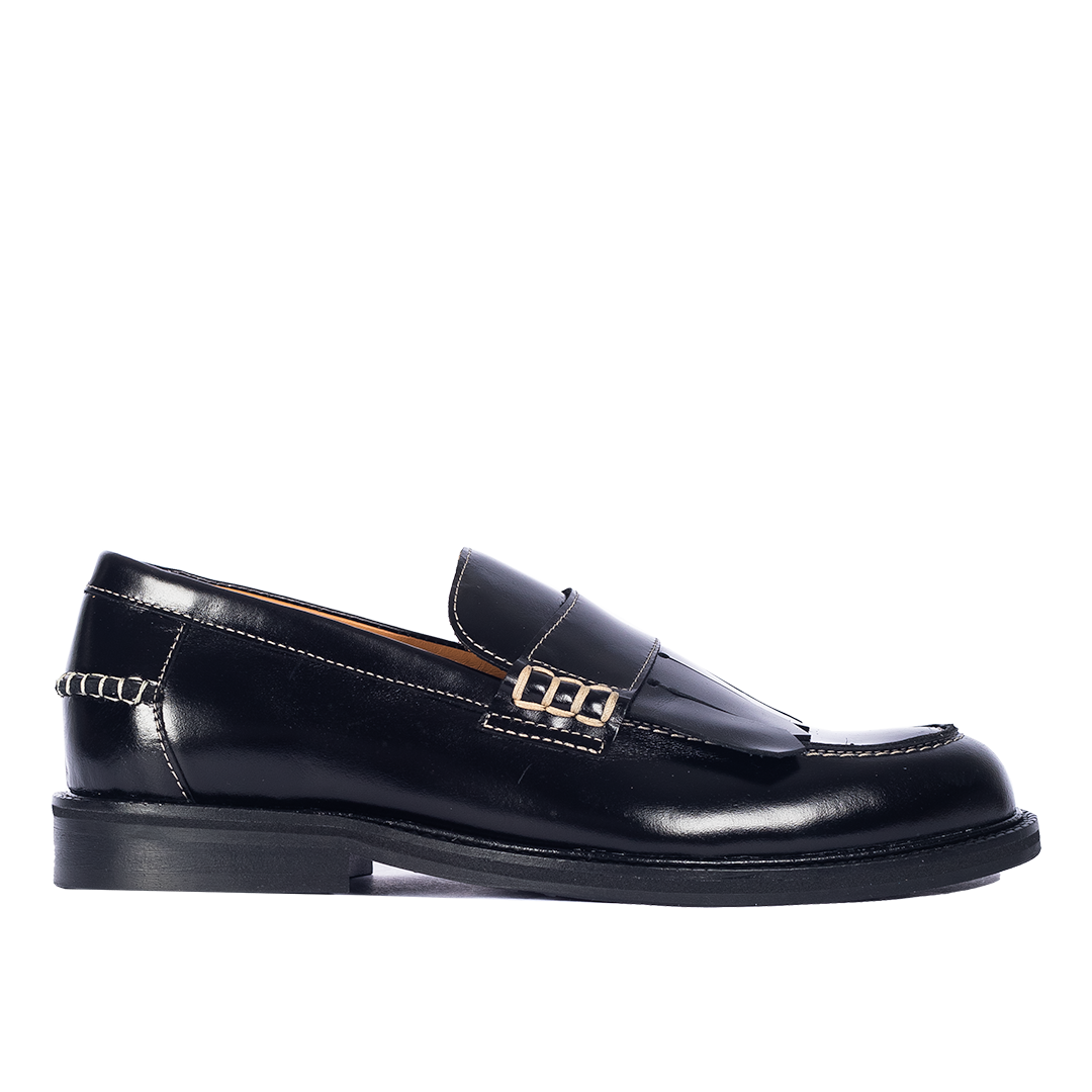 ANGULUS 1679-101 Classic Penny loafer with fringe - BLACK – ANGULUS COM